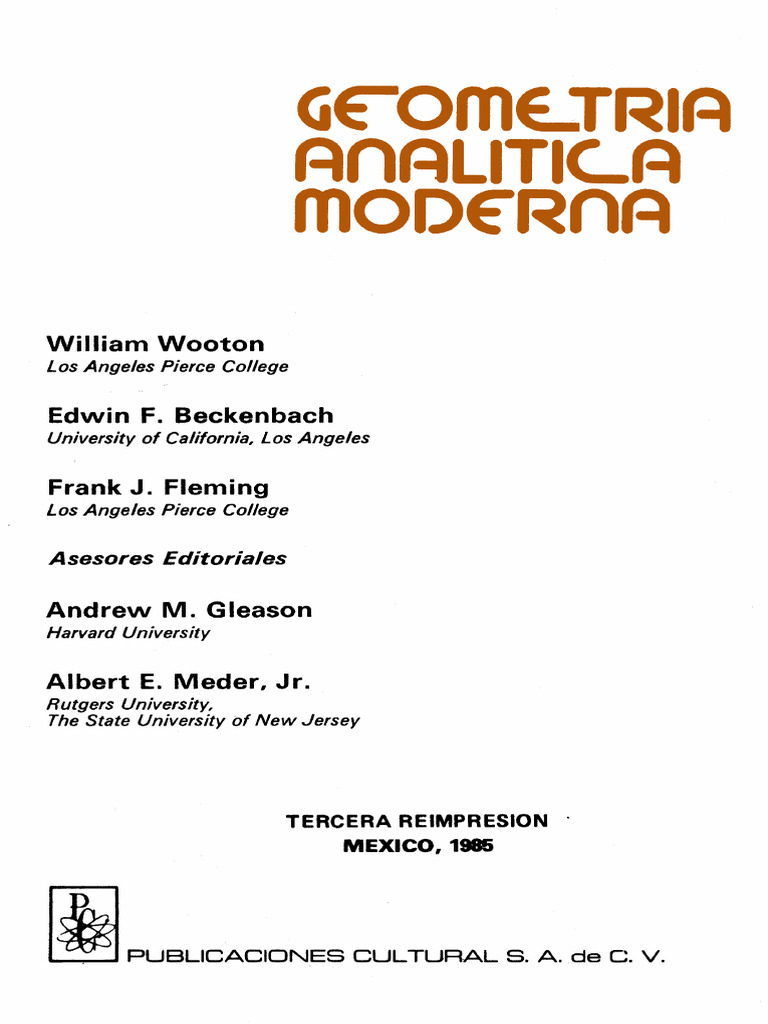 Geometría Analítica Moderna-William Wooton | PDF