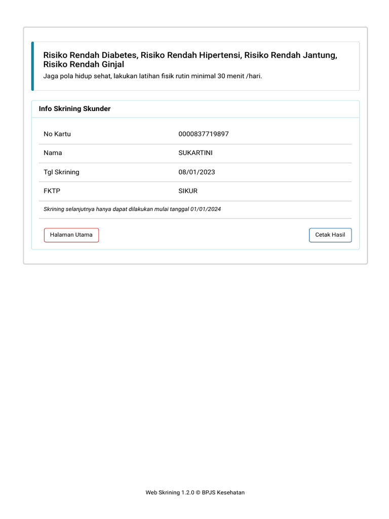Web Skrining BPJS Kesehatan | PDF