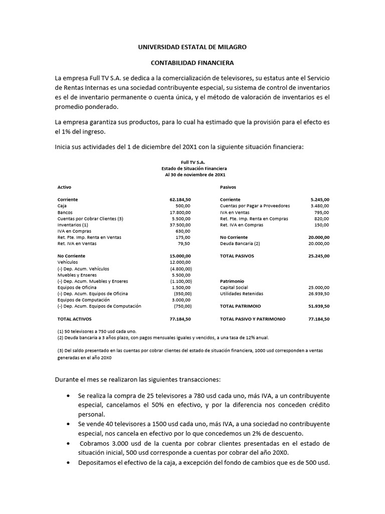 Ejercicio Contable | PDF