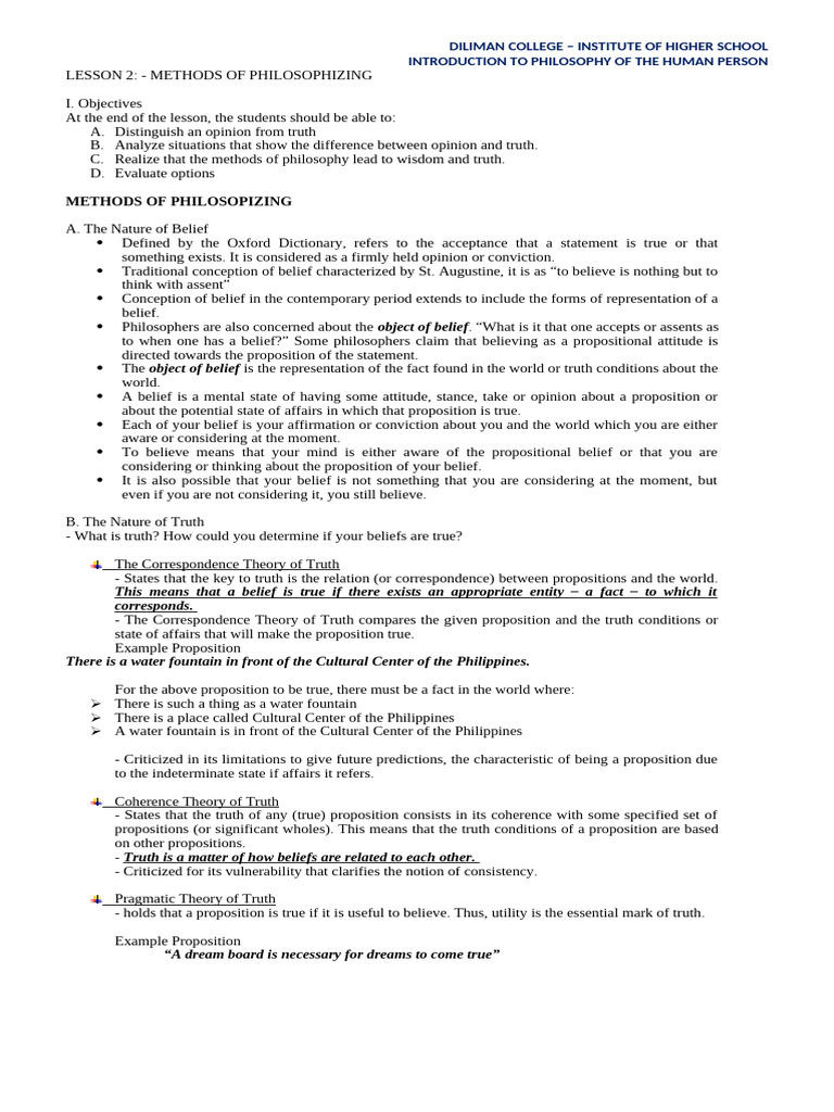 PHILO - LESSON 3 | PDF