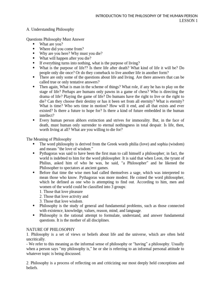 PHILO-LESSON-1 | PDF