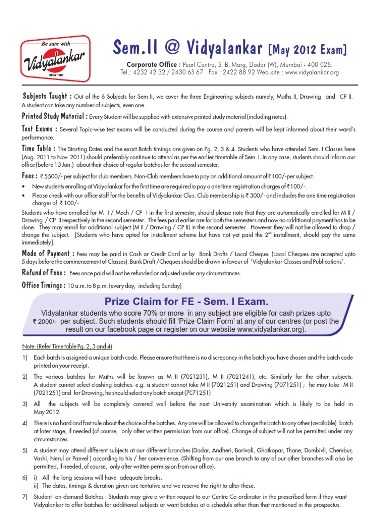 Sem. II at Vidyalankar: (May 2012 Exam) | PDF | Cheque | Money