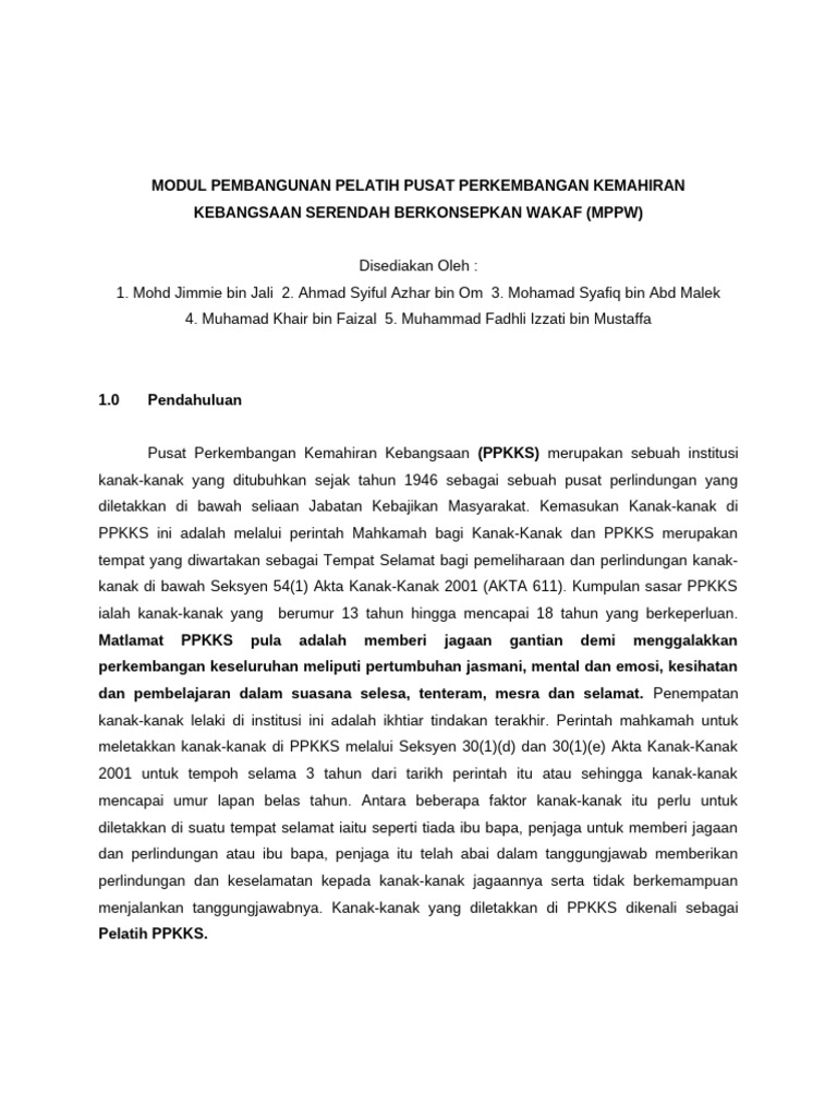 Modul Pembangunan Pelatih PPKKS Wakaf (Final Document) Jimmie Lagi | PDF