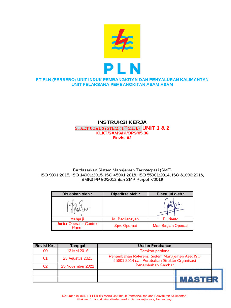 revisi sop shutdown coal system | PDF