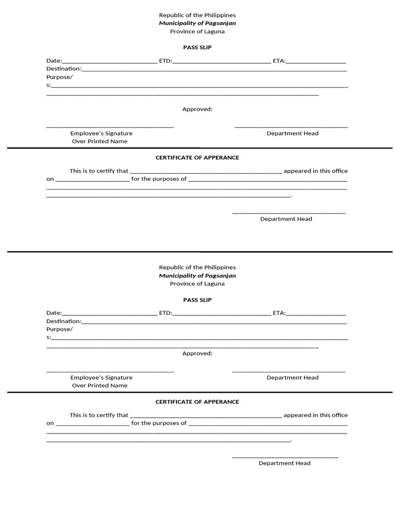 Pass-Slip 2 | PDF