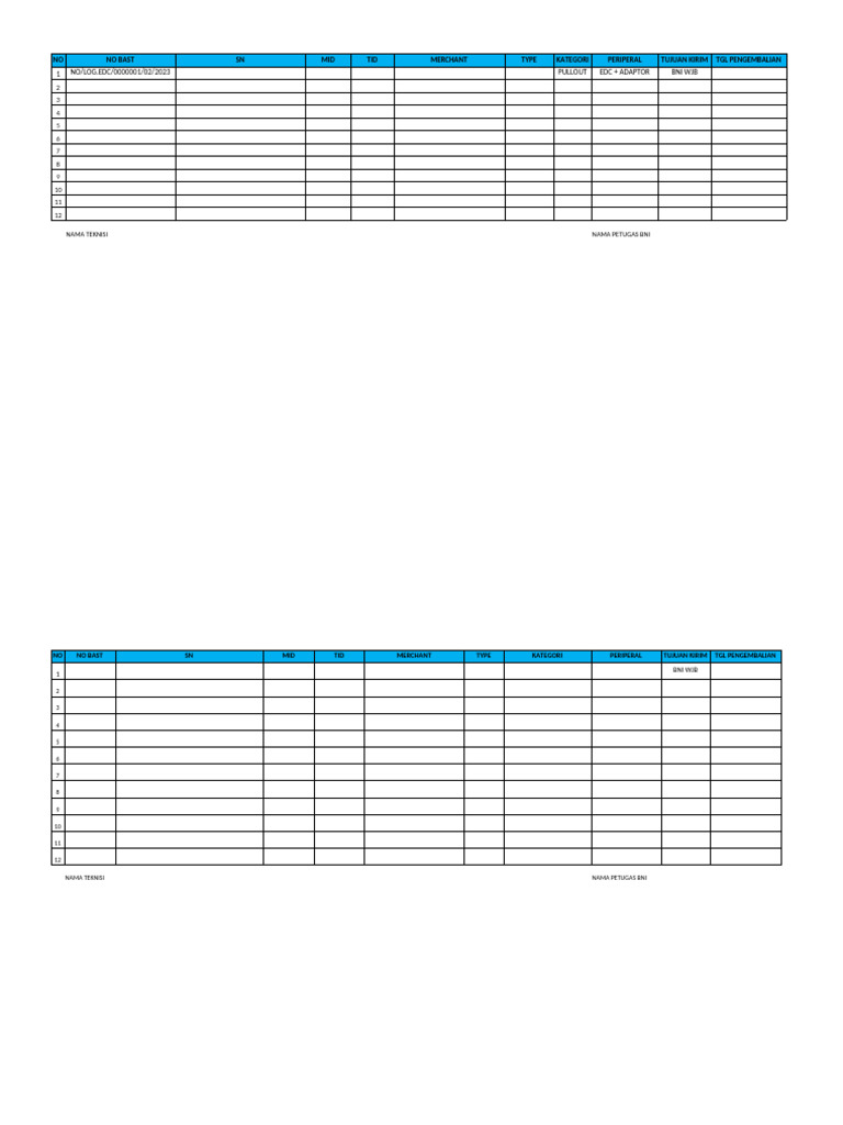Lampiran Pengemblian Edc Bni | PDF