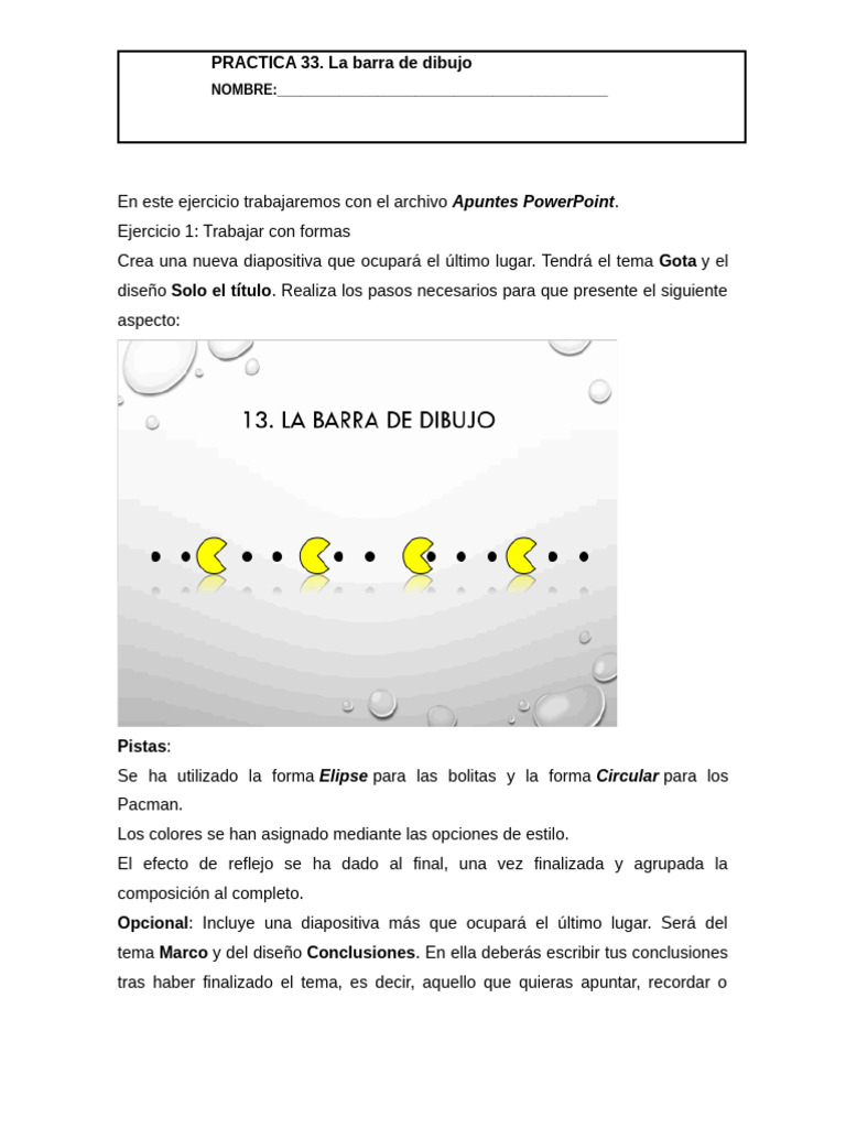 PRACTICA 33. La Barra de Dibujo | PDF