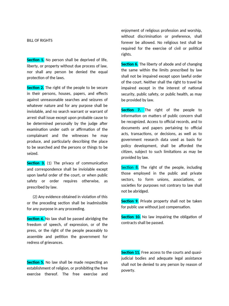 BILL OF RIGHTS-WPS Office | PDF