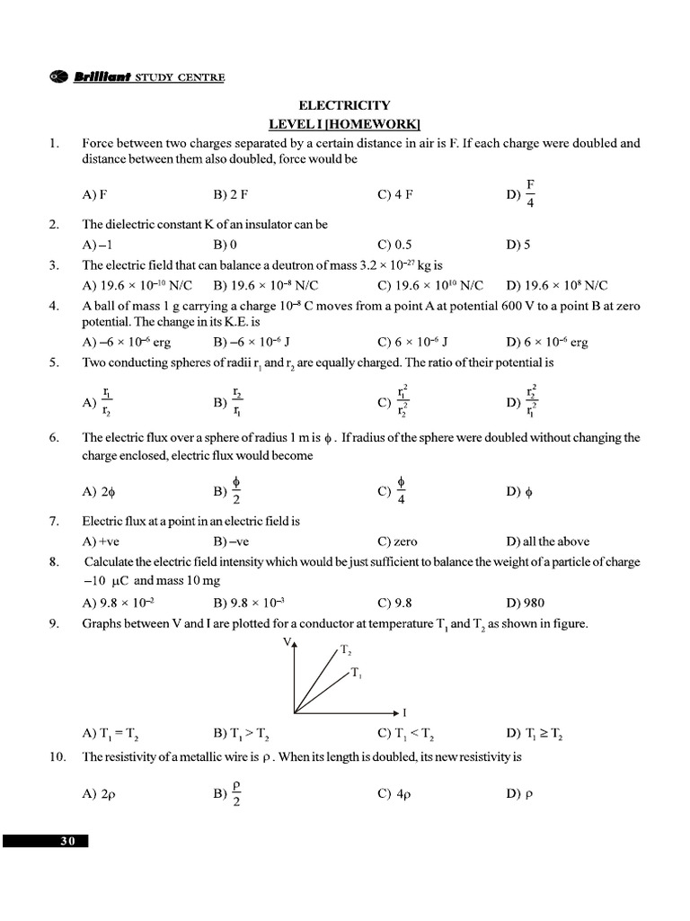 HOME ASSIGNMENT (Electricity) | PDF