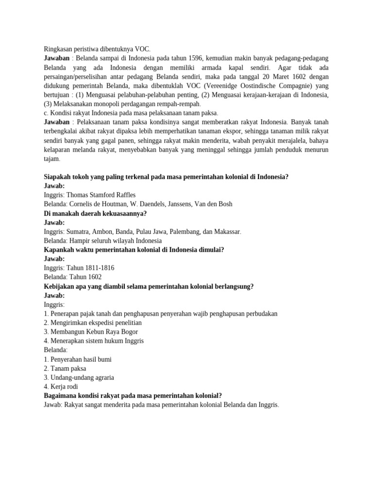 Ringkasan Peristiwa Dibentuknya VOC | PDF