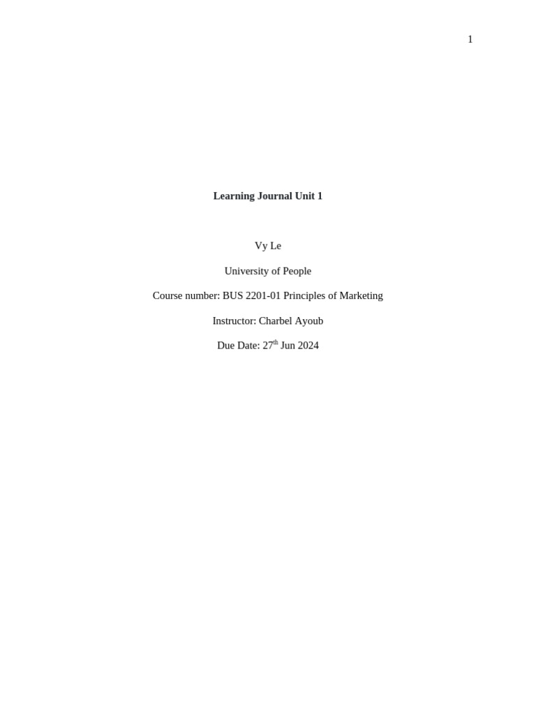 BUS 2201 - Learning Journal Unit 1 | PDF