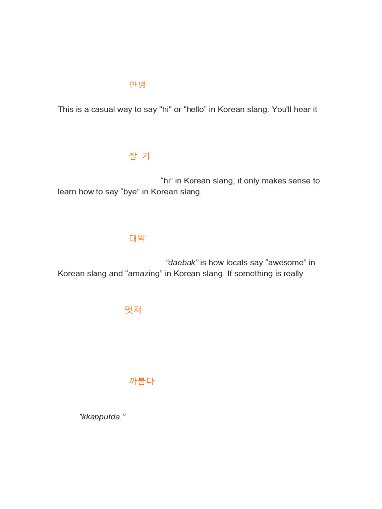 Top 10 Korean Slang Phrases and Words | PDF