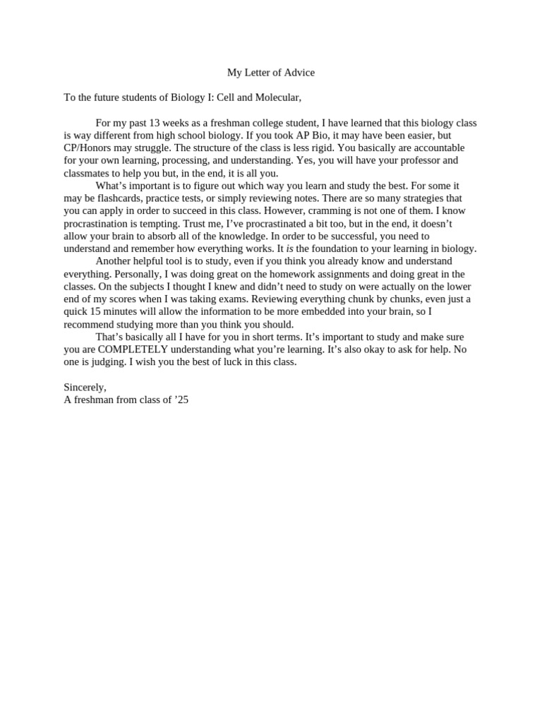 Letter of Advice | PDF