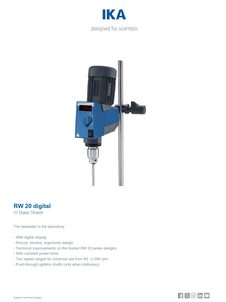 IKA-Data Sheet RW 20 Digital | PDF