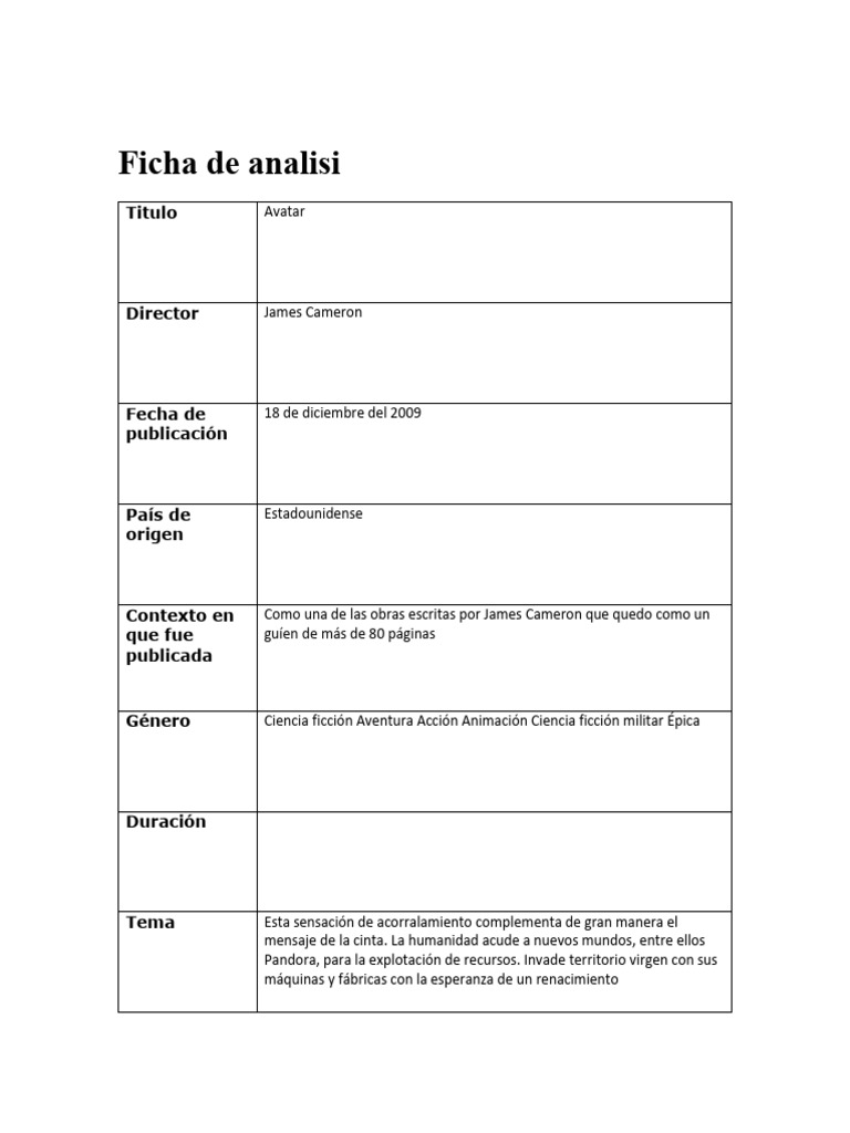 Ficha de Análisis Bioético | PDF | Avatar (película de 2009)