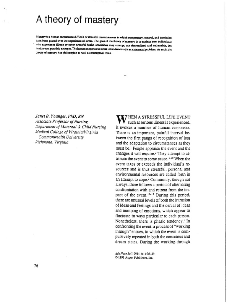 A Theory of Mastery | PDF