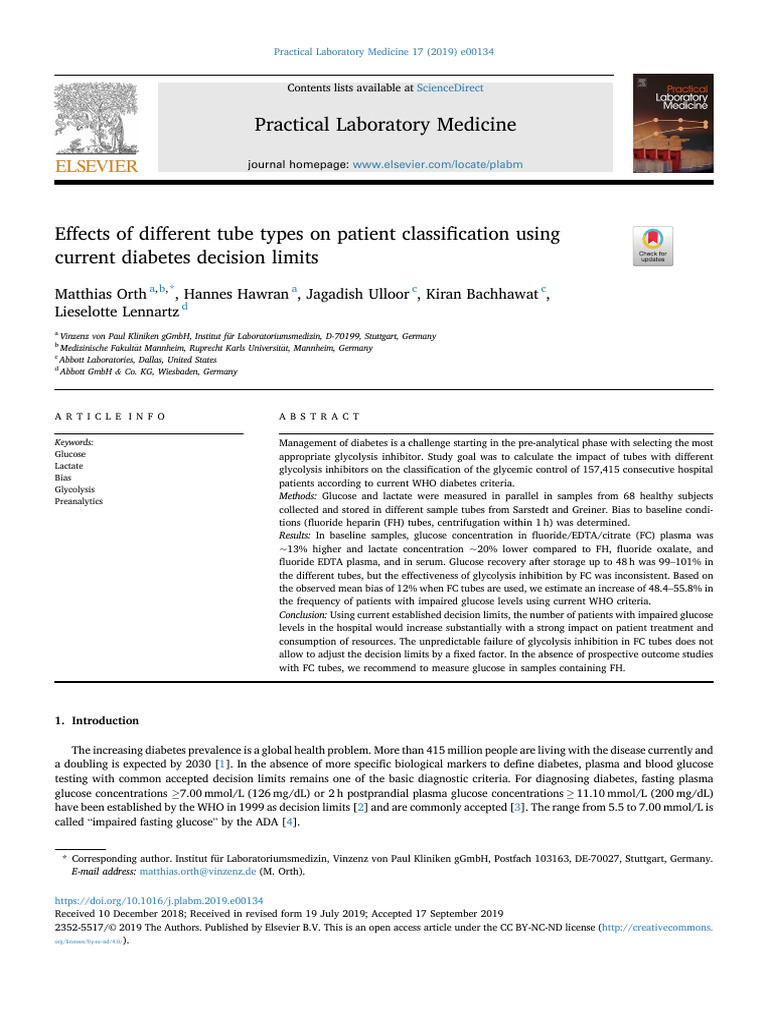 Effects of different tube types on patient classification using | PDF