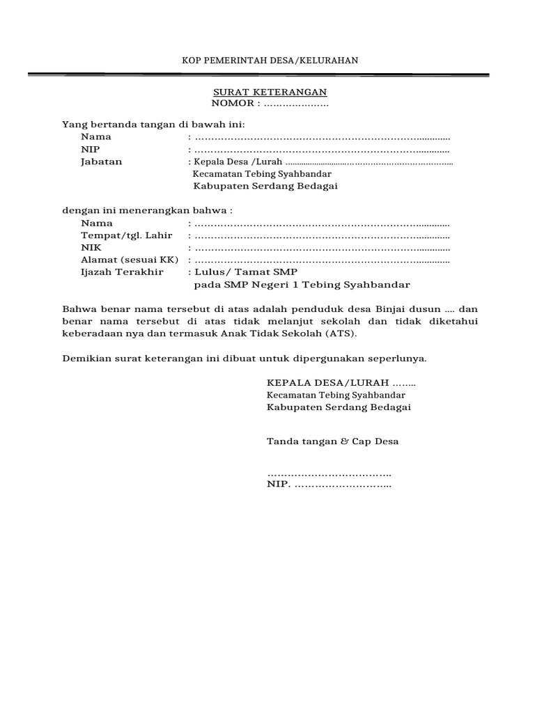 CONTOH SURAT ATS | PDF