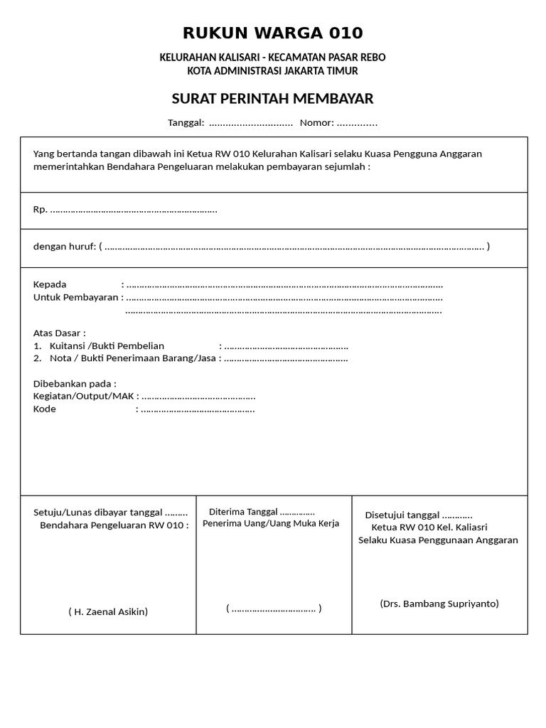 Rukun Warga 010 | PDF