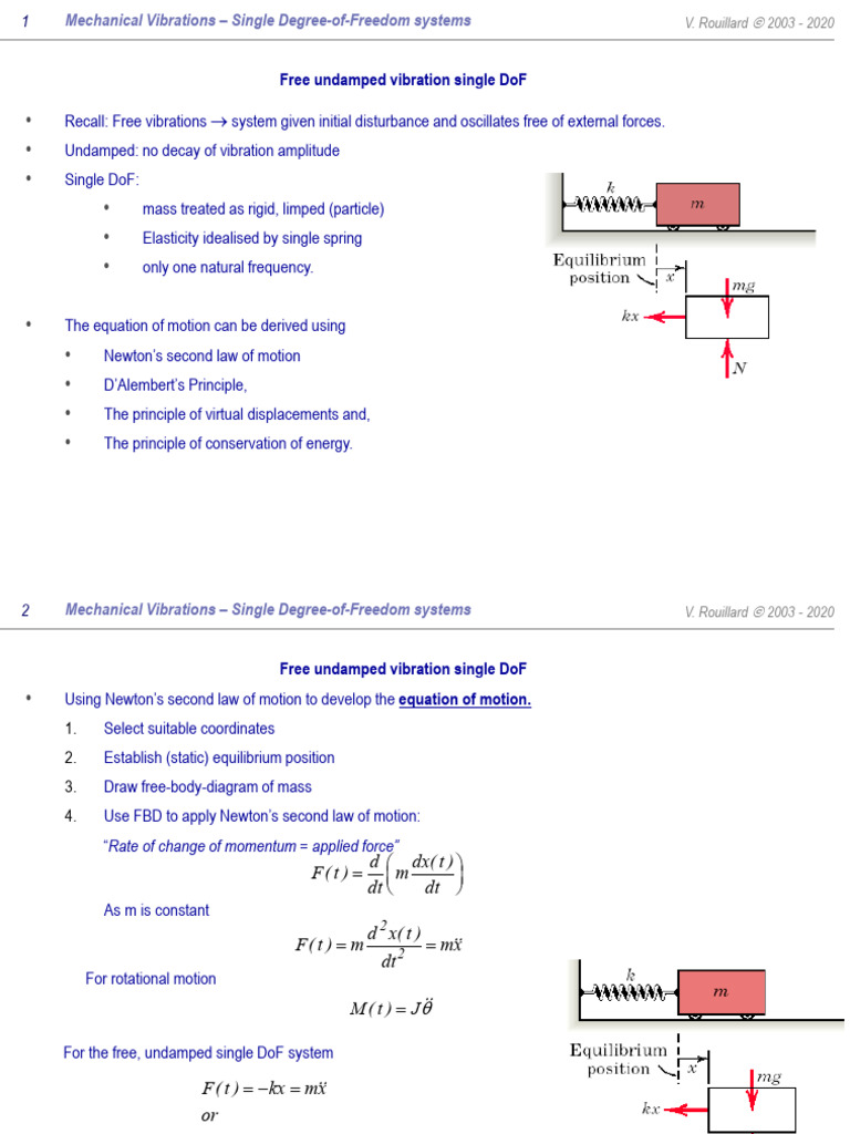 Mechanical Vibrations - L3 | PDF | Oscillation | Damping
