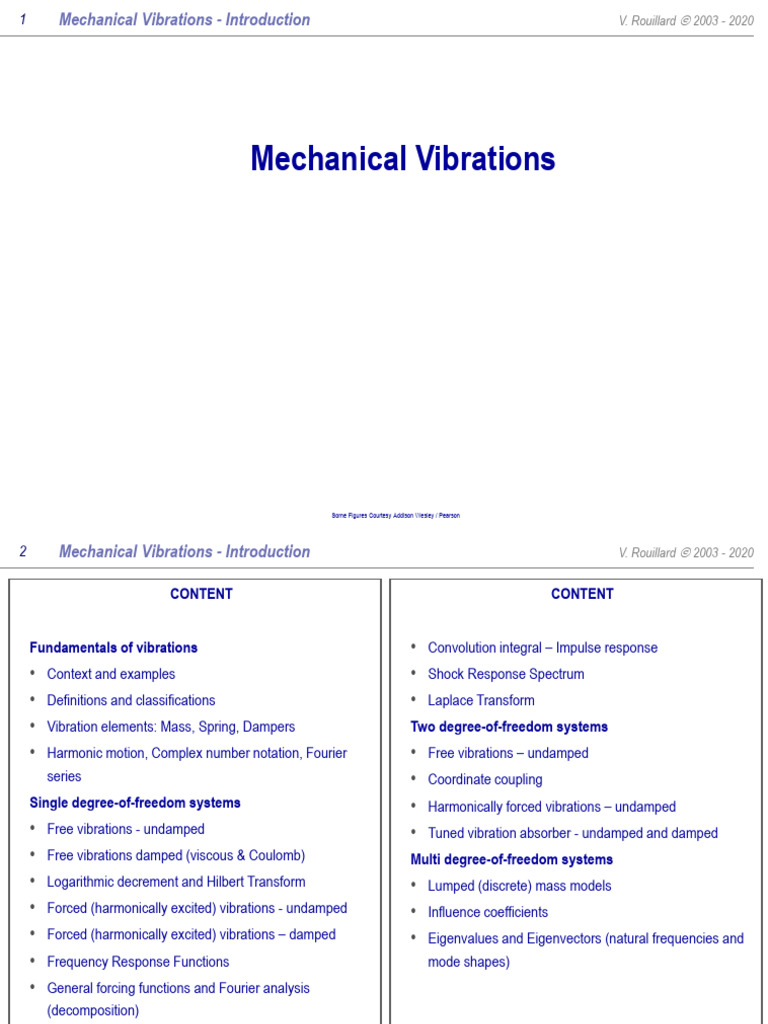 Mechanical Vibrations - L1 | PDF | Damping | Oscillation