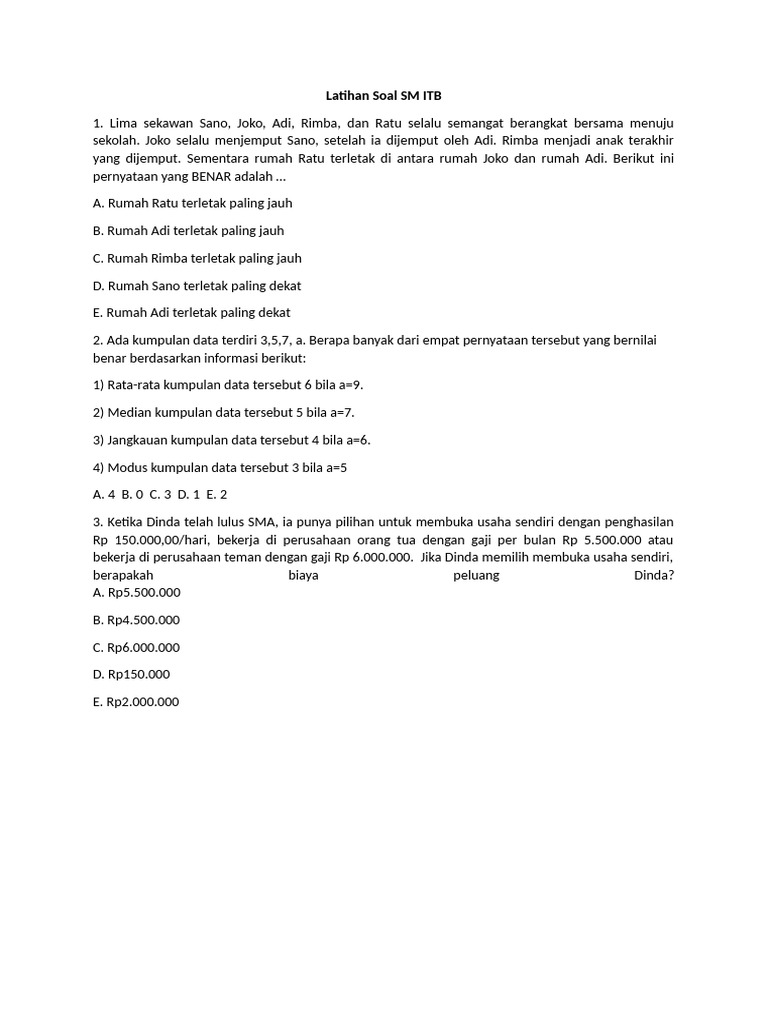 Latihan Soal SM ITB | PDF