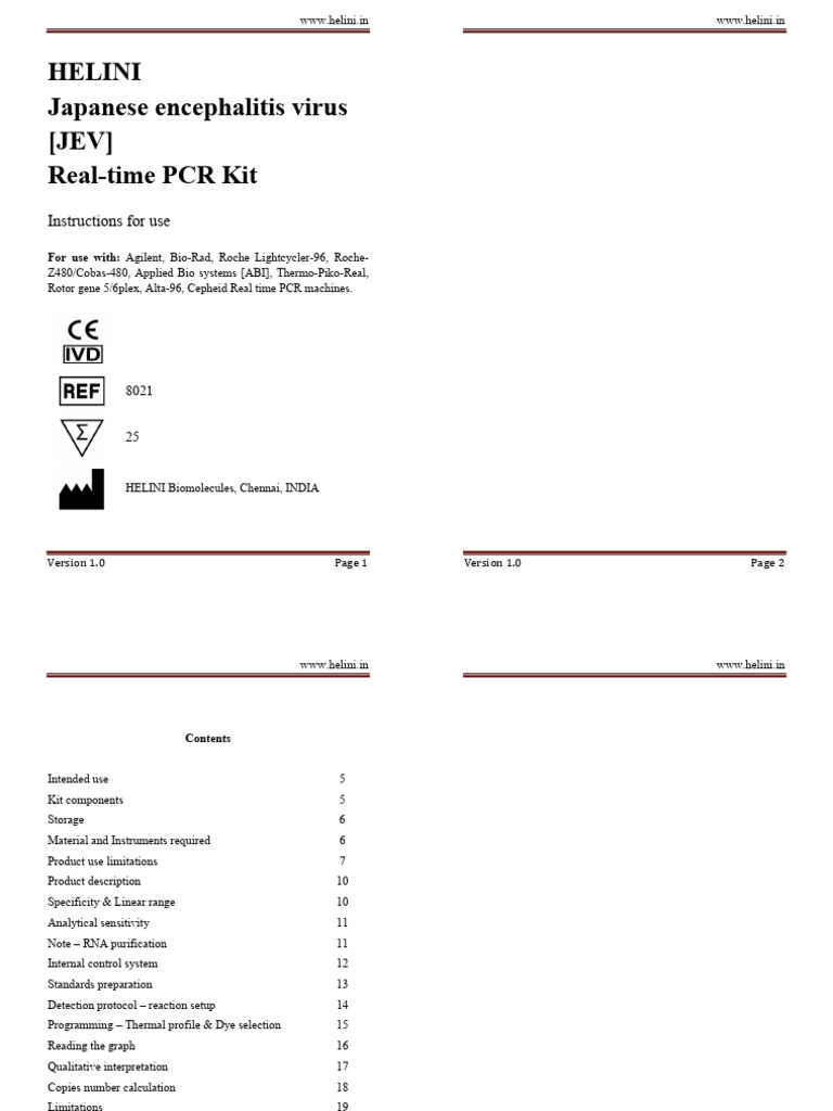 Helini Jev Real-Time PCR Kit | PDF