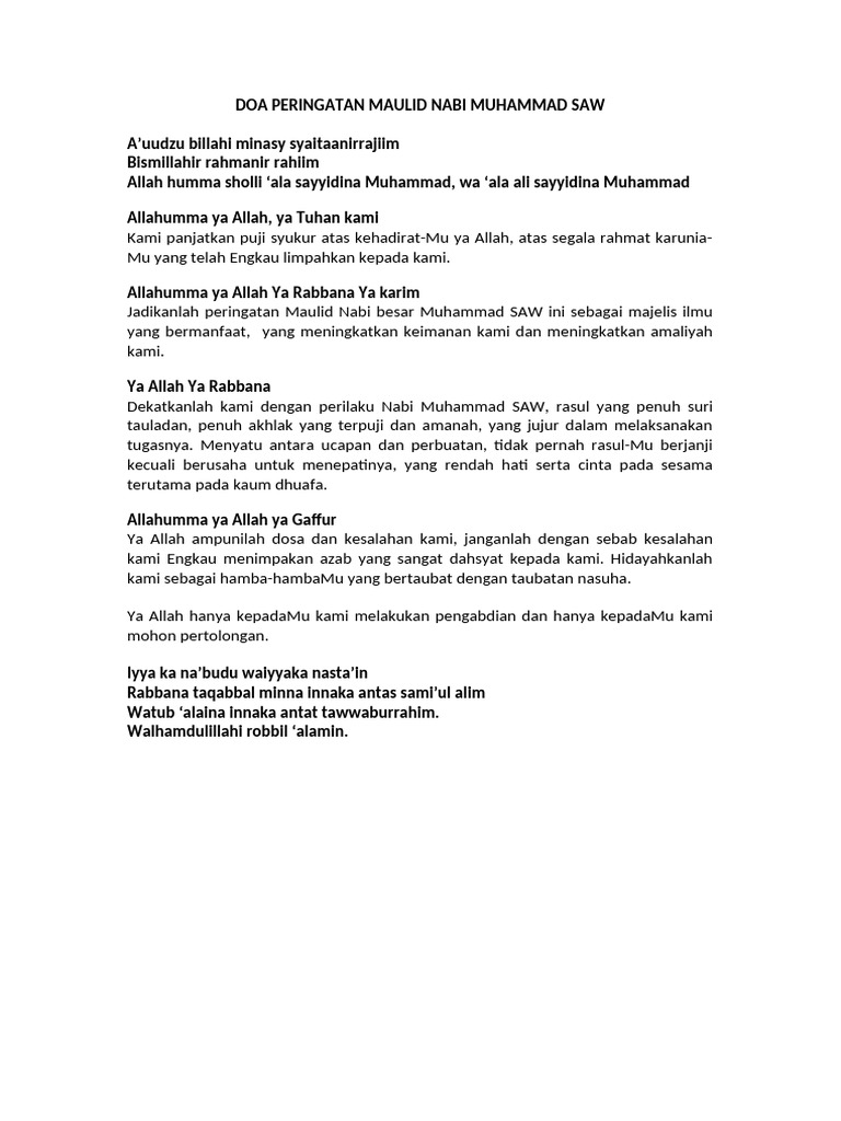 doa maulid nabi | PDF