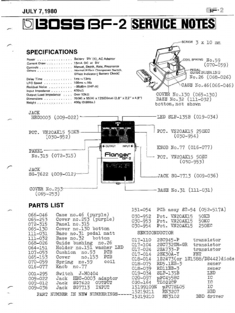 Boss BF-2 Service Notes | PDF
