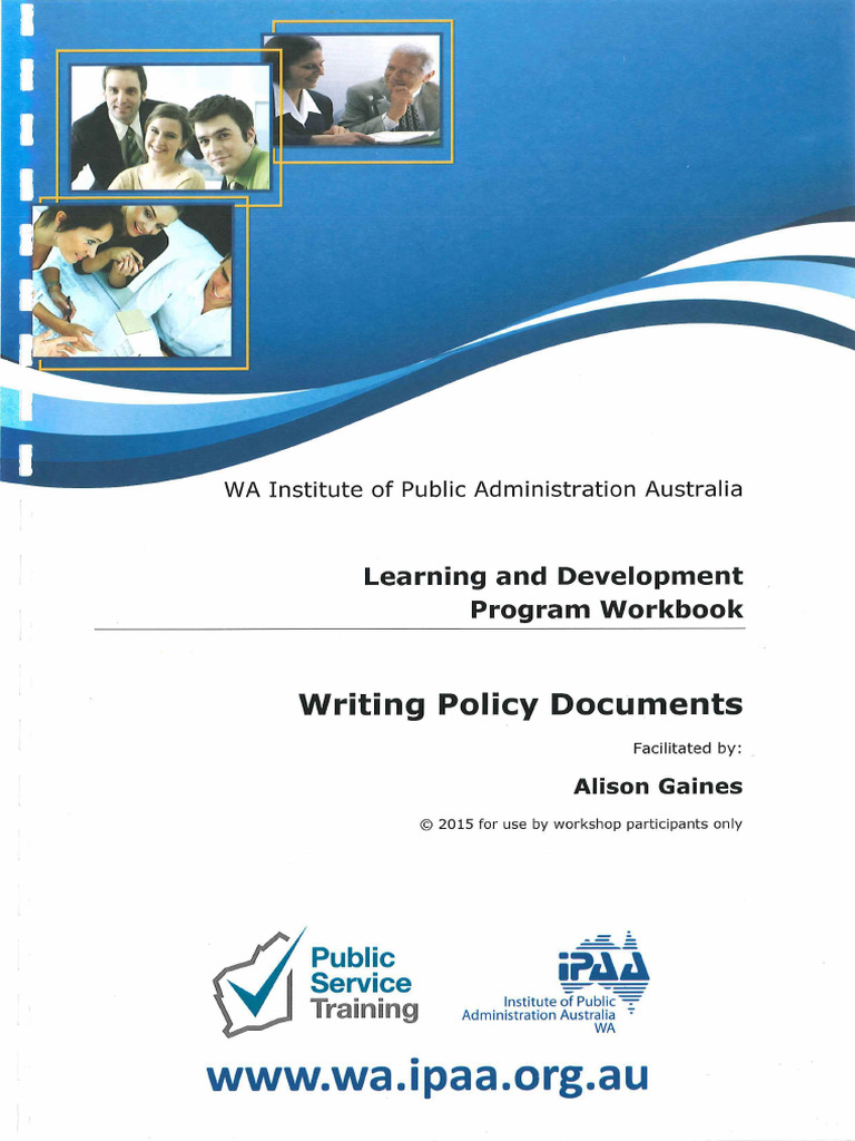 Writing Policy Documents - Learning and Development Program Workbook | PDF