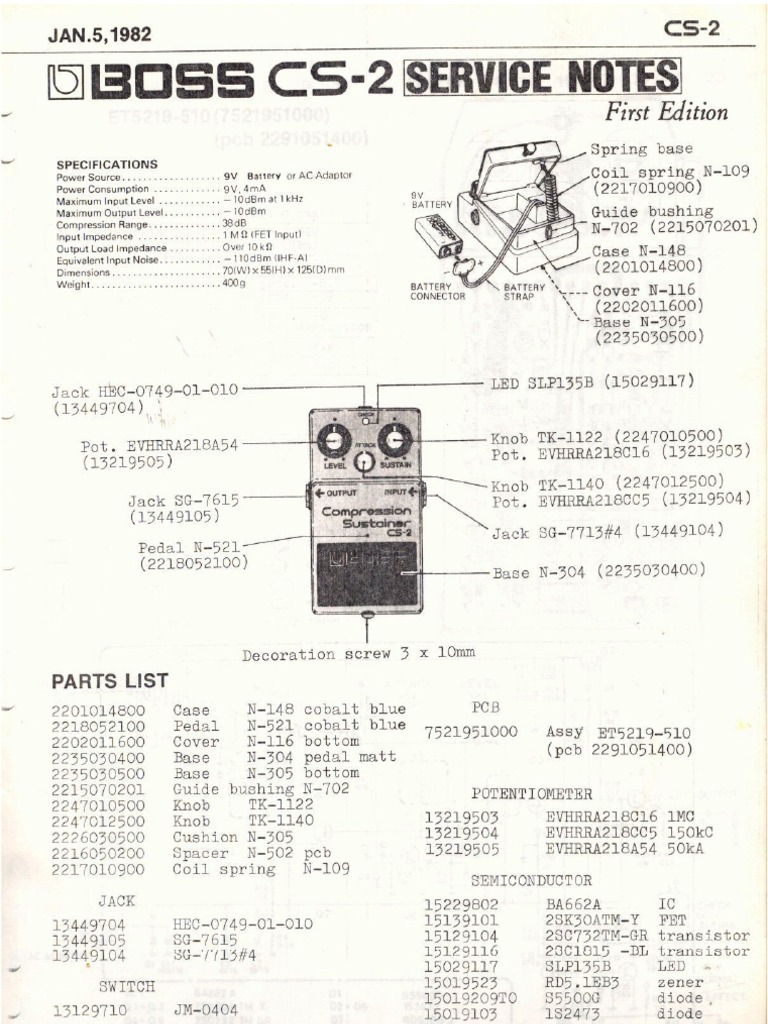 Boss CS-2 Service Notes (A) | PDF