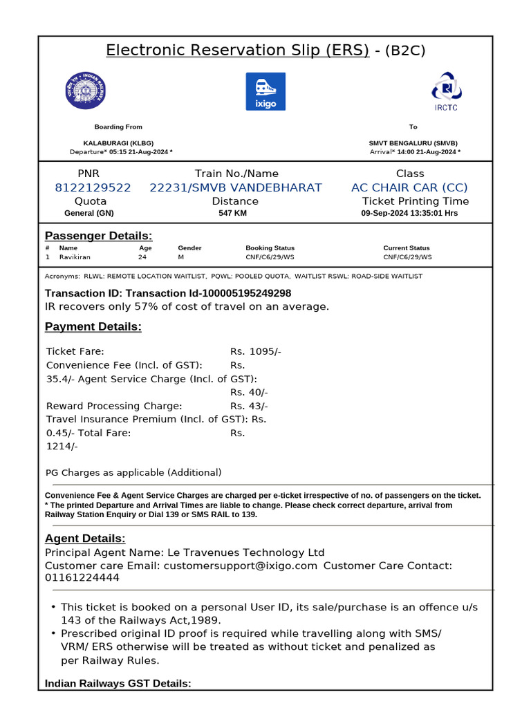 Ticket I X It Rs 558318442070607 | PDF