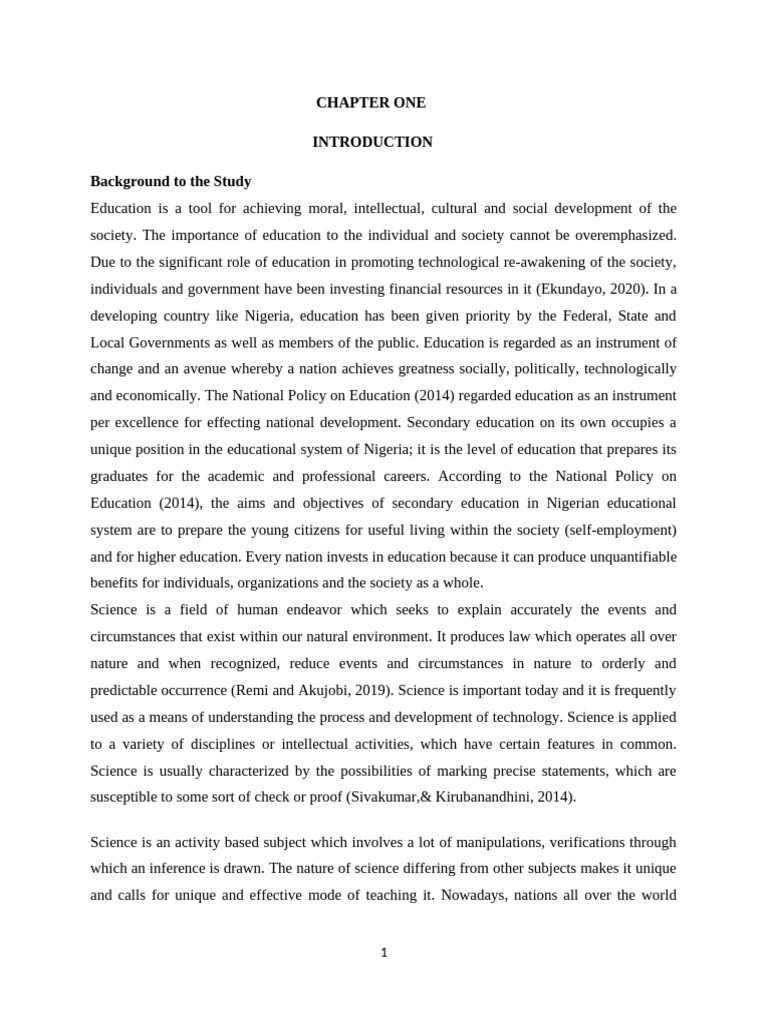 Project Chapter One | PDF