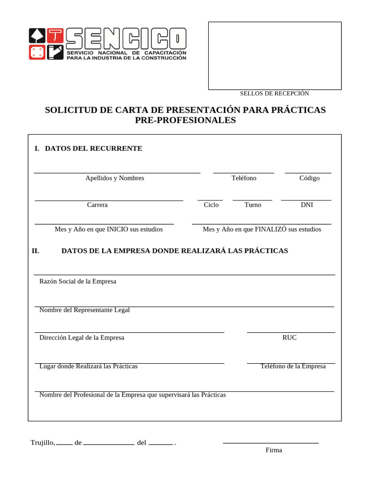 Solicitud - Practica Pre-Profesionales | PDF