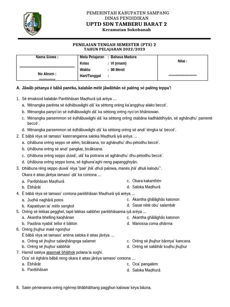 Bhs. Madura KLS 6 | PDF