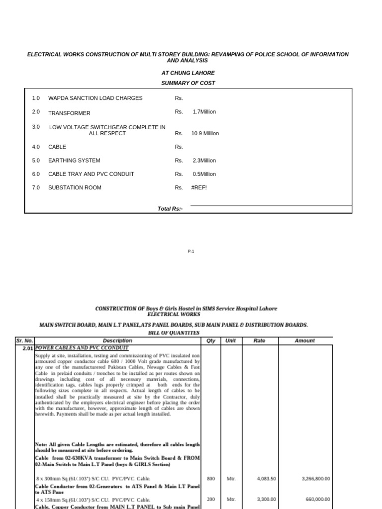 Cable Rate Analysis | PDF