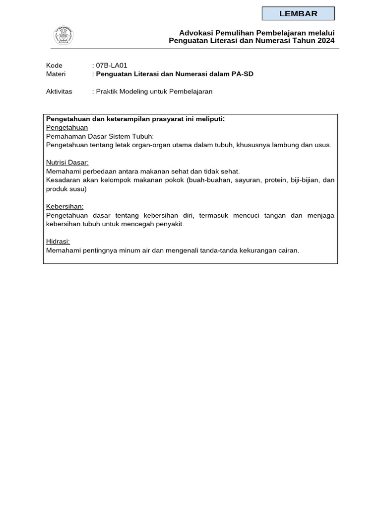 07B - LA01 - Panduan Modeling Untuk Pembelajaran | PDF