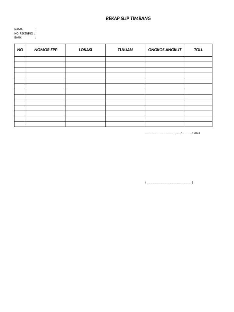 New Rekap Slip Timbang | PDF