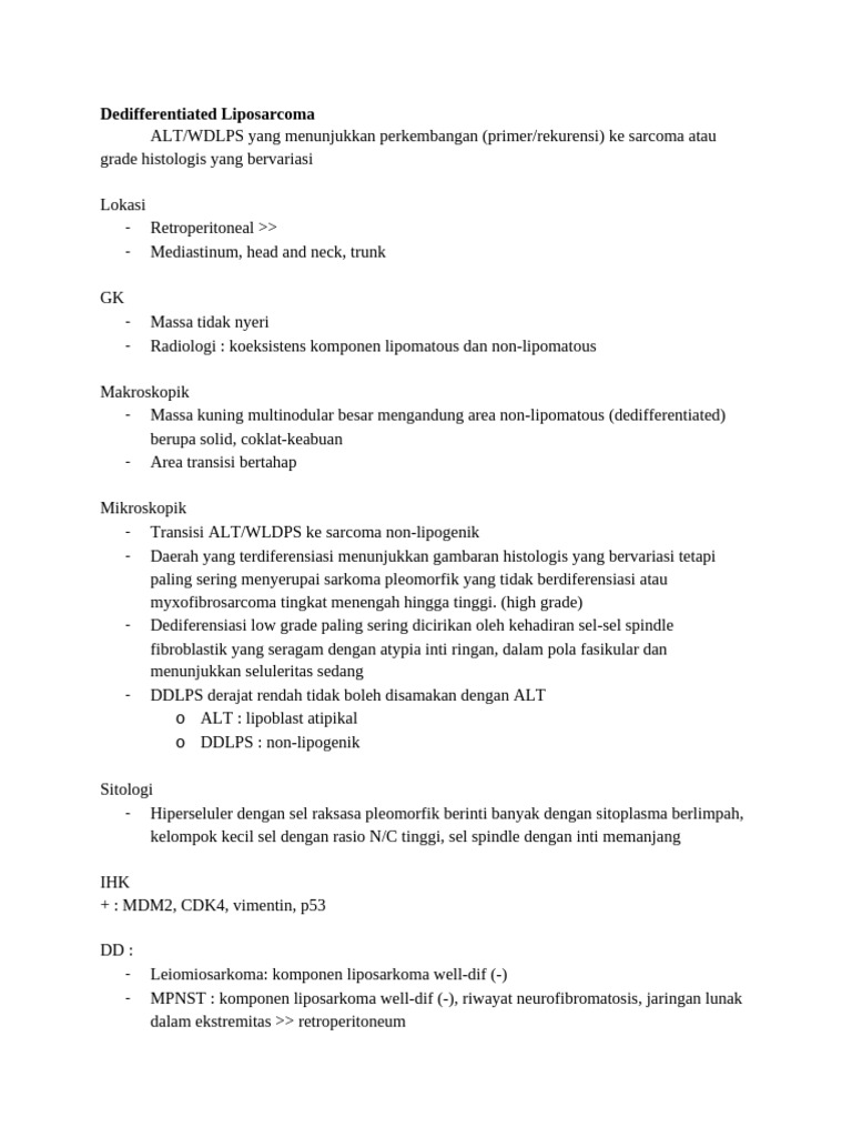 Dedifferentiated Liposarcoma | PDF
