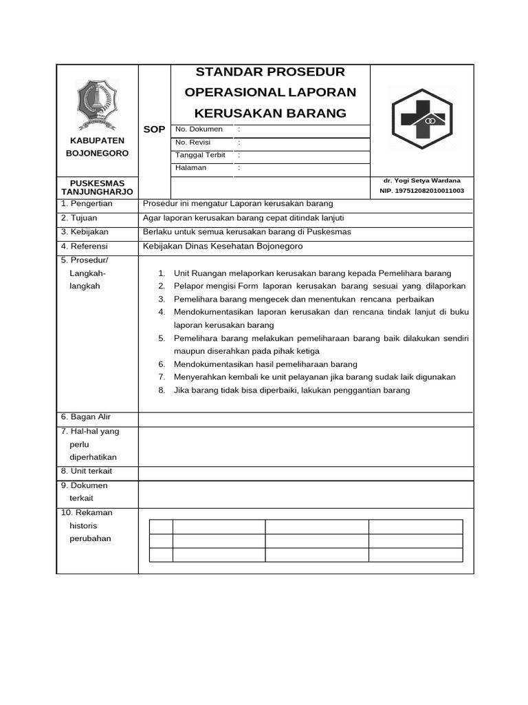 KOP SOP - Laporan Kerusakan Barang | PDF