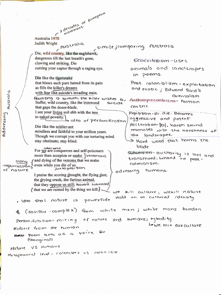Judith Wright Poem Analysis | PDF