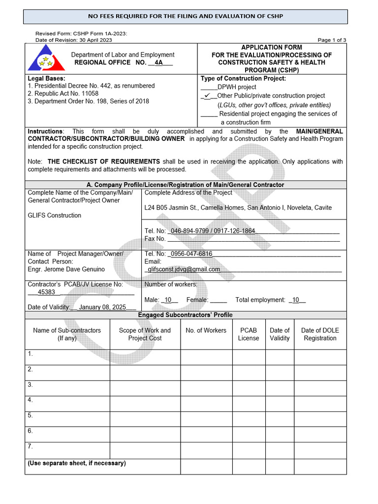 01 TPI Gutter CSHP-Application-Form | PDF