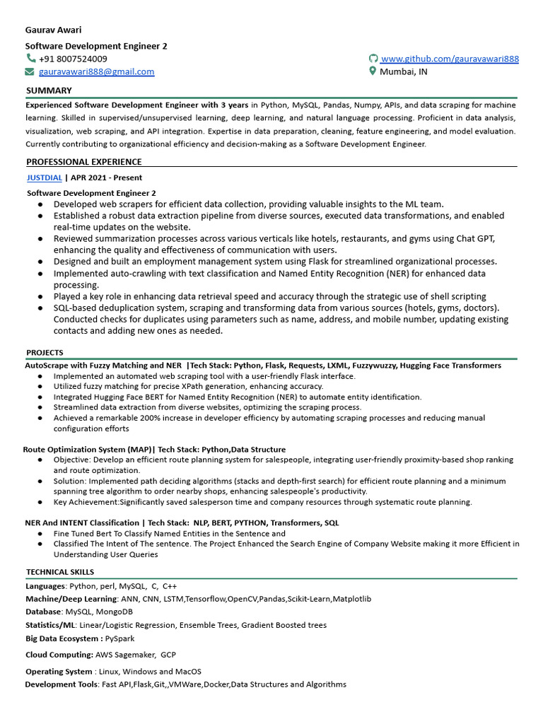 Machine Learning Resume | PDF | My Sql | Business