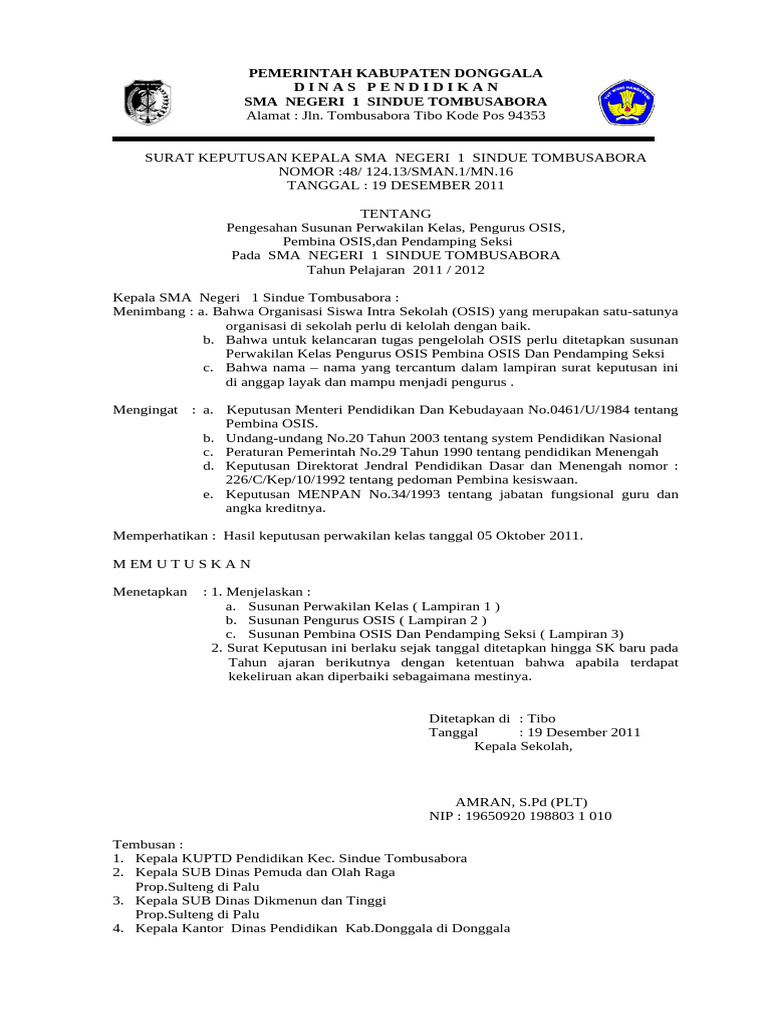 SK Osis & Naskah Serah Terima | PDF