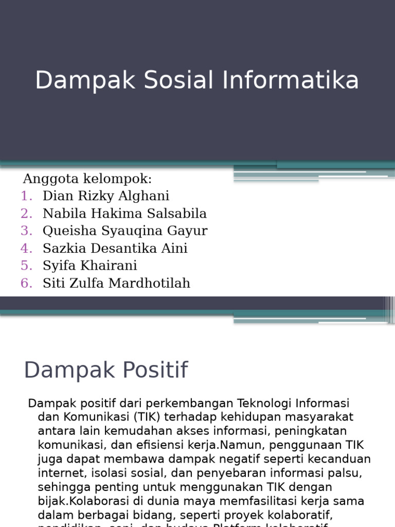 Dampak Sosial Informatika | PDF