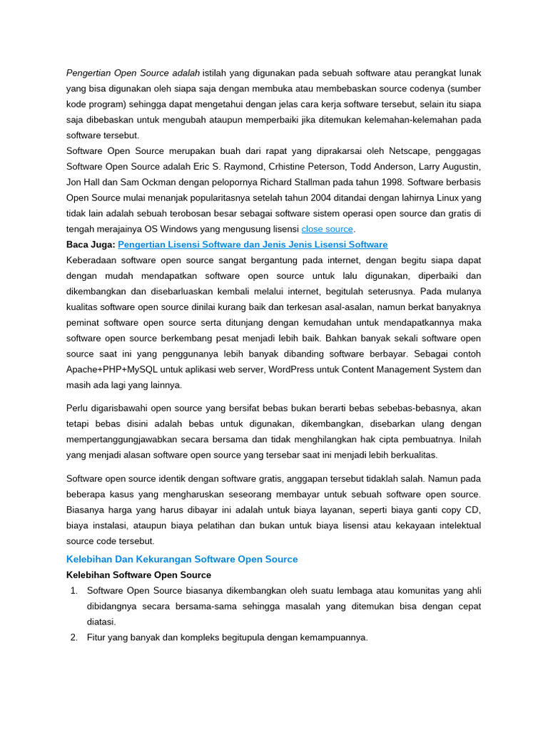 Pengertian Open Source Adalah | PDF