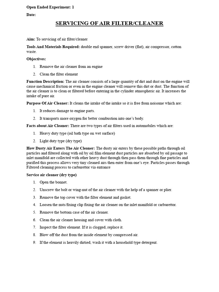 Open Ended Experiment | PDF