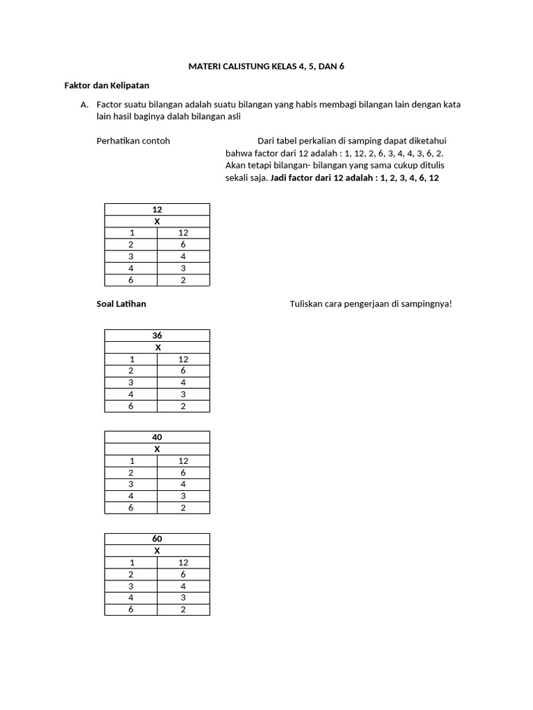 Materi Calistung Kelas 4 | PDF