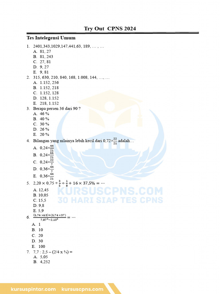 Paket Try Out CPNS 2024 | PDF