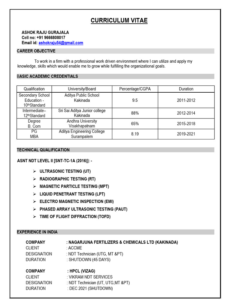 G.Ashok Raju. CV | PDF